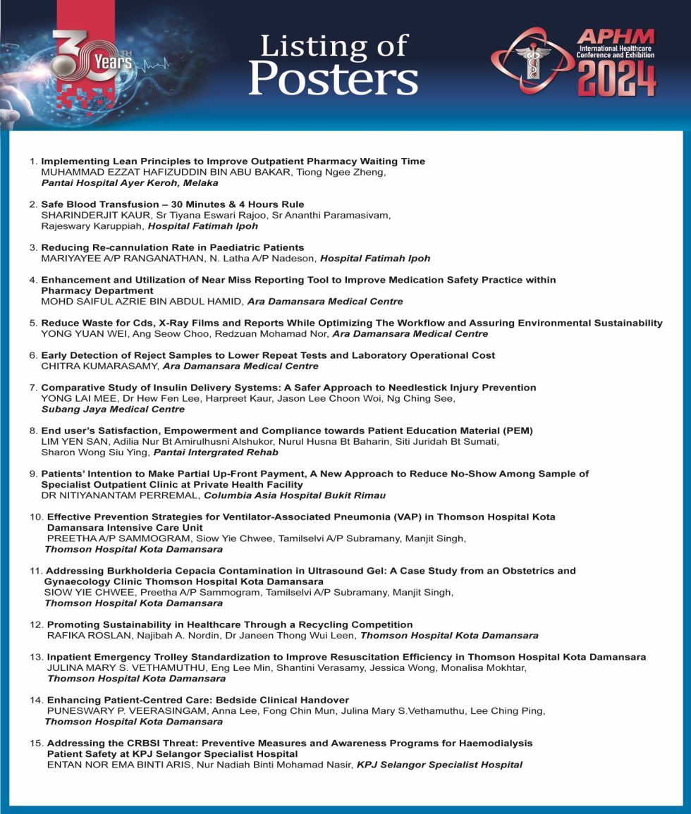 Listing of Poster 2024 - APHM Conference & Exhibition